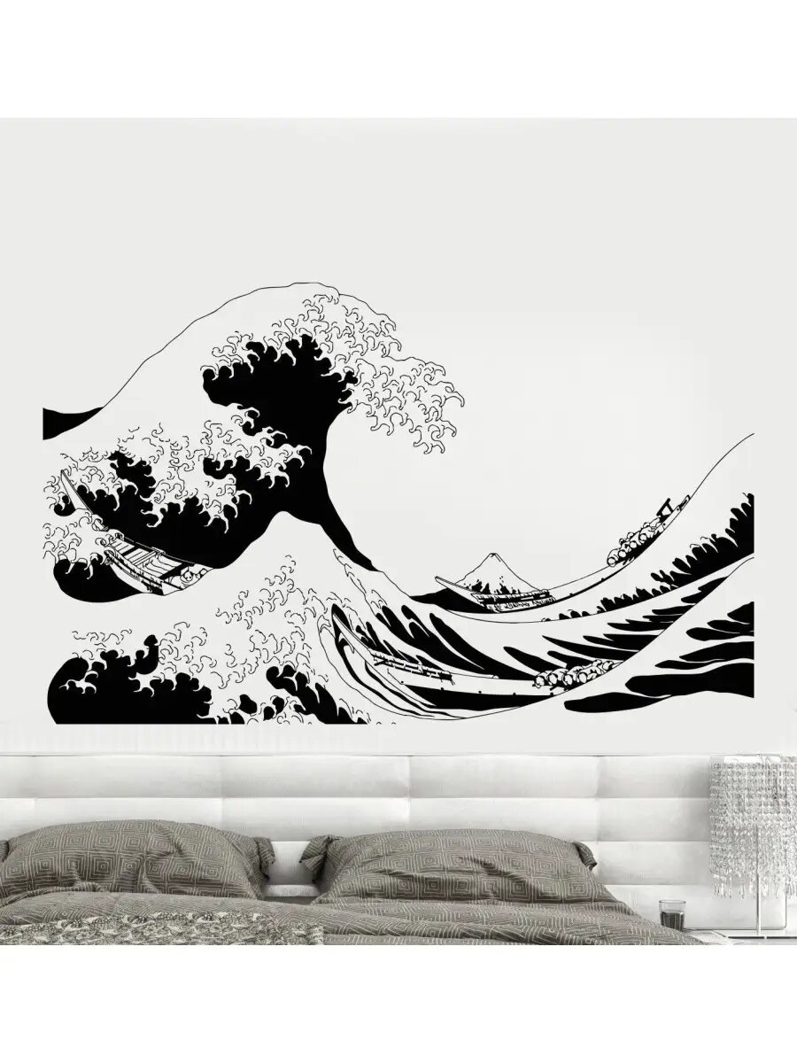 Наклейка на стену для декора интерьерная Морская волна