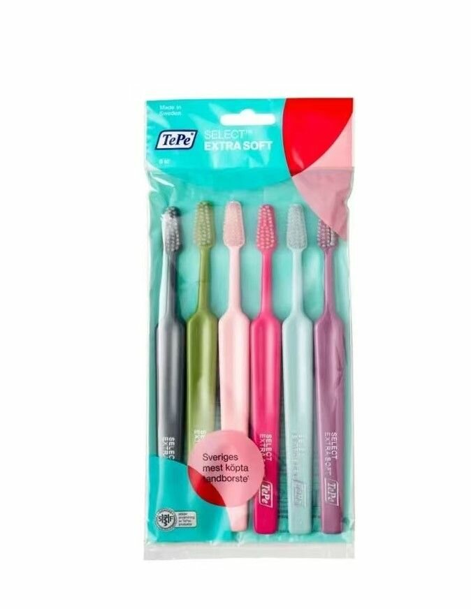 Набор зубных щеток TePe Select, Extra Soft, для взрослых и детей от 3 лет, 6 шт