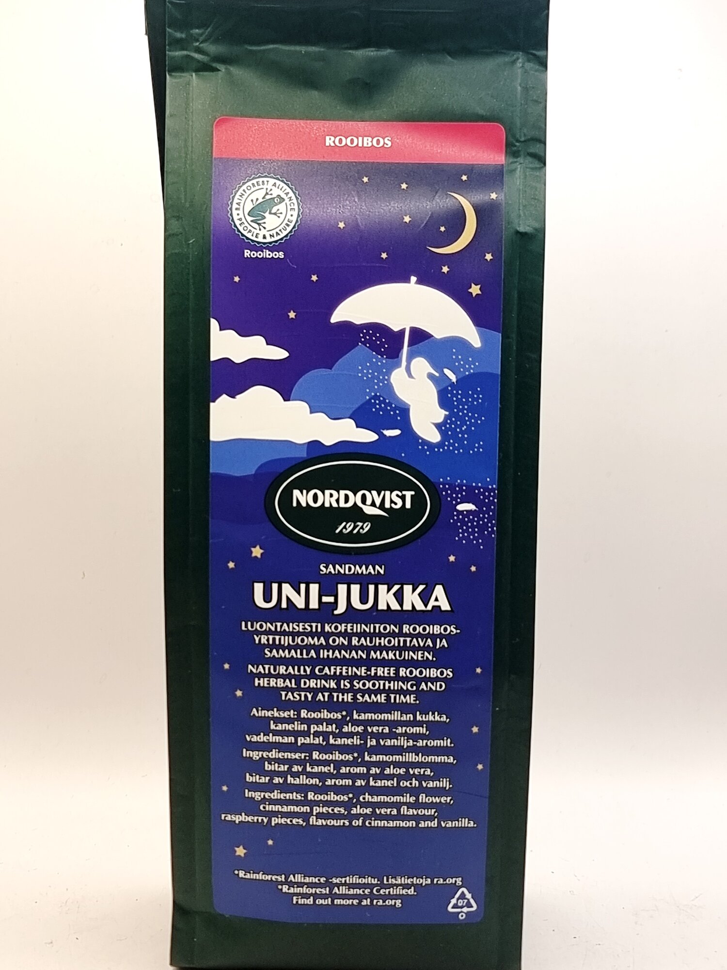 Чай Nordqvist "UNI-JUККА" ройбуш с добавками (малина, корица, ромашка) 80 г (из Финляндии)