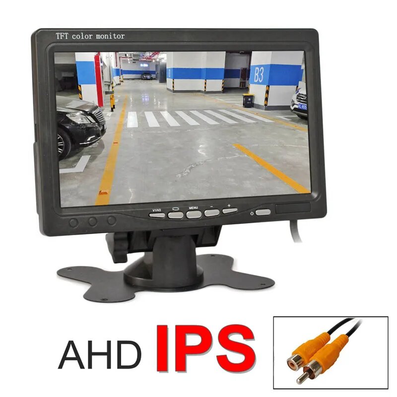 DIYKIT 7-дюймовый AHD IPS ЖК-монитор автомобиля HD Монитор заднего вида Макс. Поддержка 1080P AHD CVBS Камера AV 4PIN Видеовход, 7inch AHD RCA