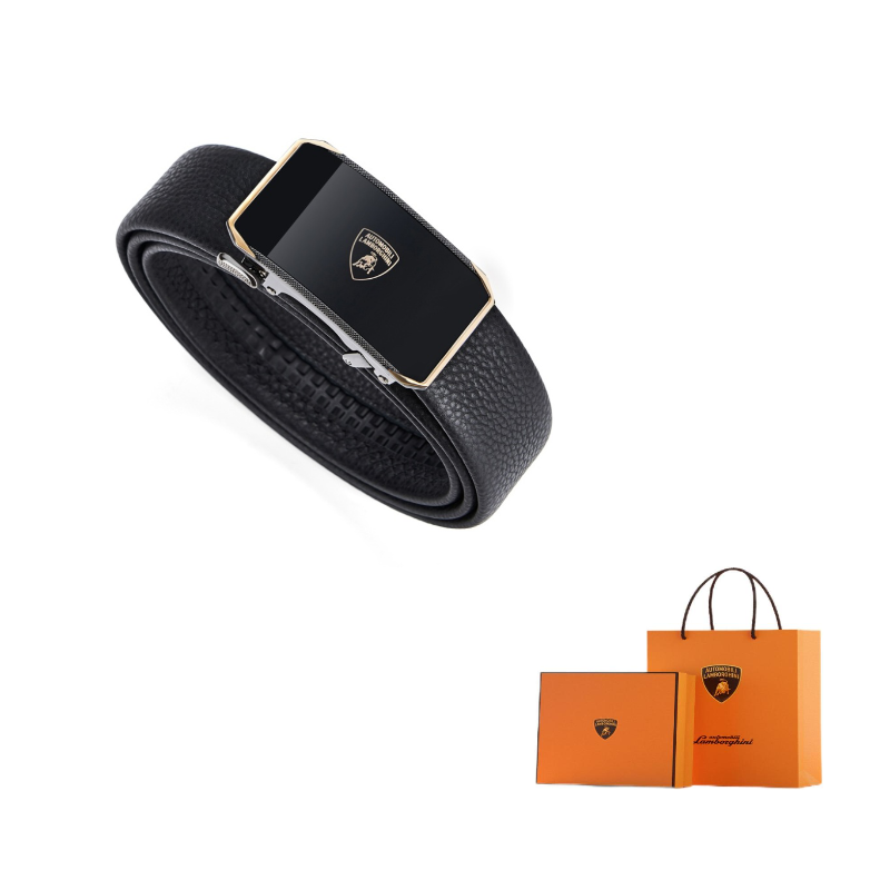 Automobili Lamborghini Cow Leather Belts Men's 3.5cm 130cm