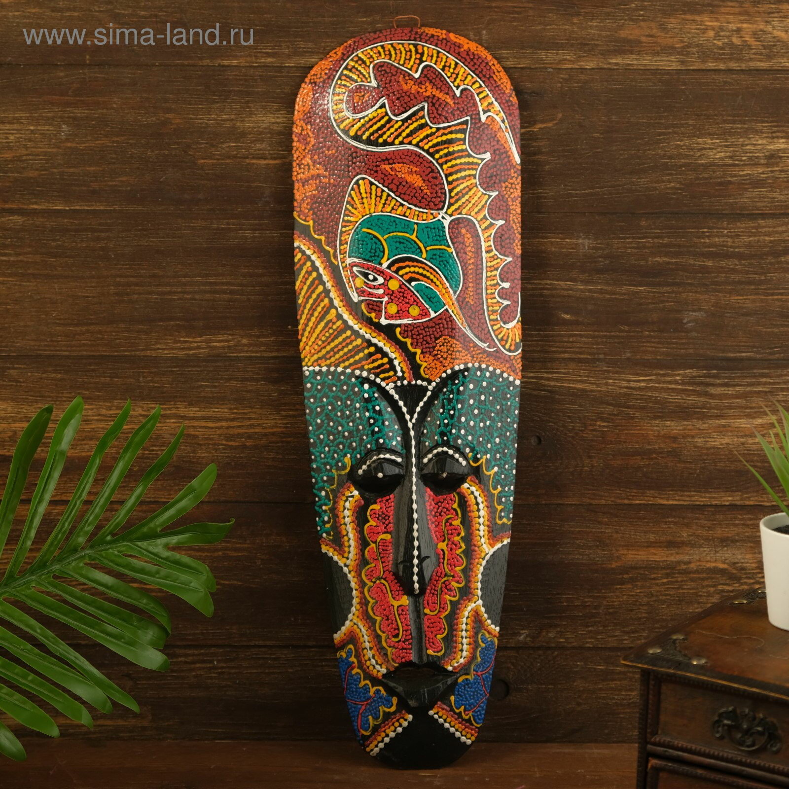 Маска "Абориген рыбка", 3x12x50 см, дерево, размер упаковки: 3 x 50 x 16 см.