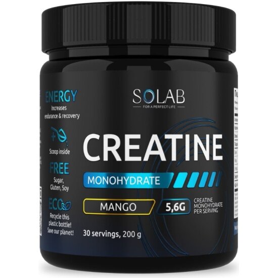 Креатин Solab моногидрат, Манго 30 порций 200 гр.