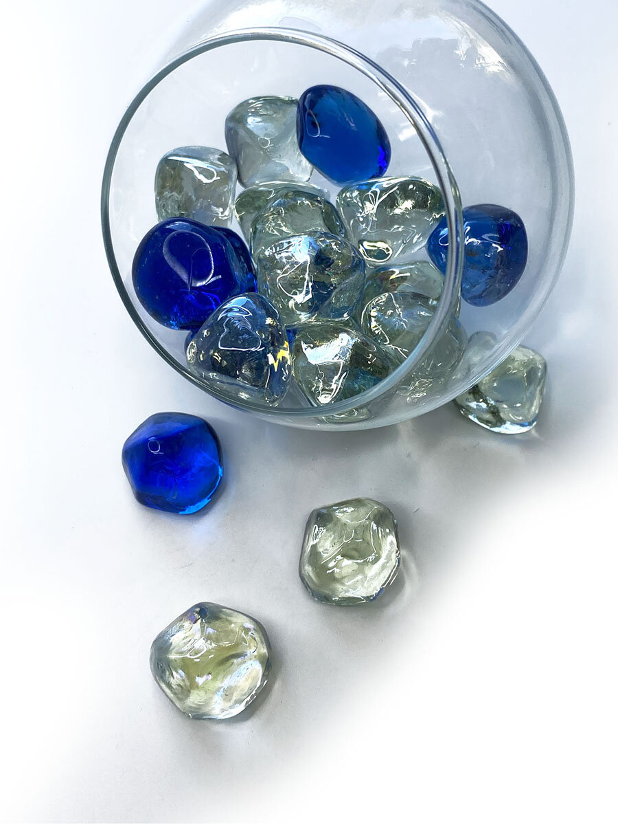 Грунт для аквариума, шарики стеклянные "Пирамидки" марблс для декора, для флорариума, для растений, 300 гр