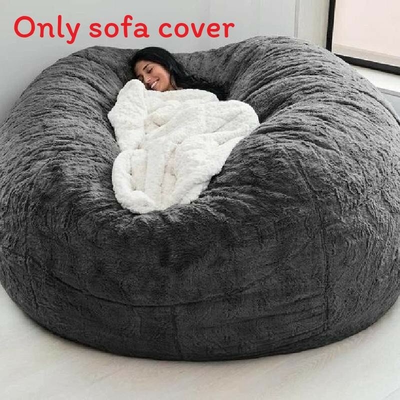 Sofa cover solid color large soft plush portable living room lazy sofa cover for relaxation and reading deep gray 150x75cm