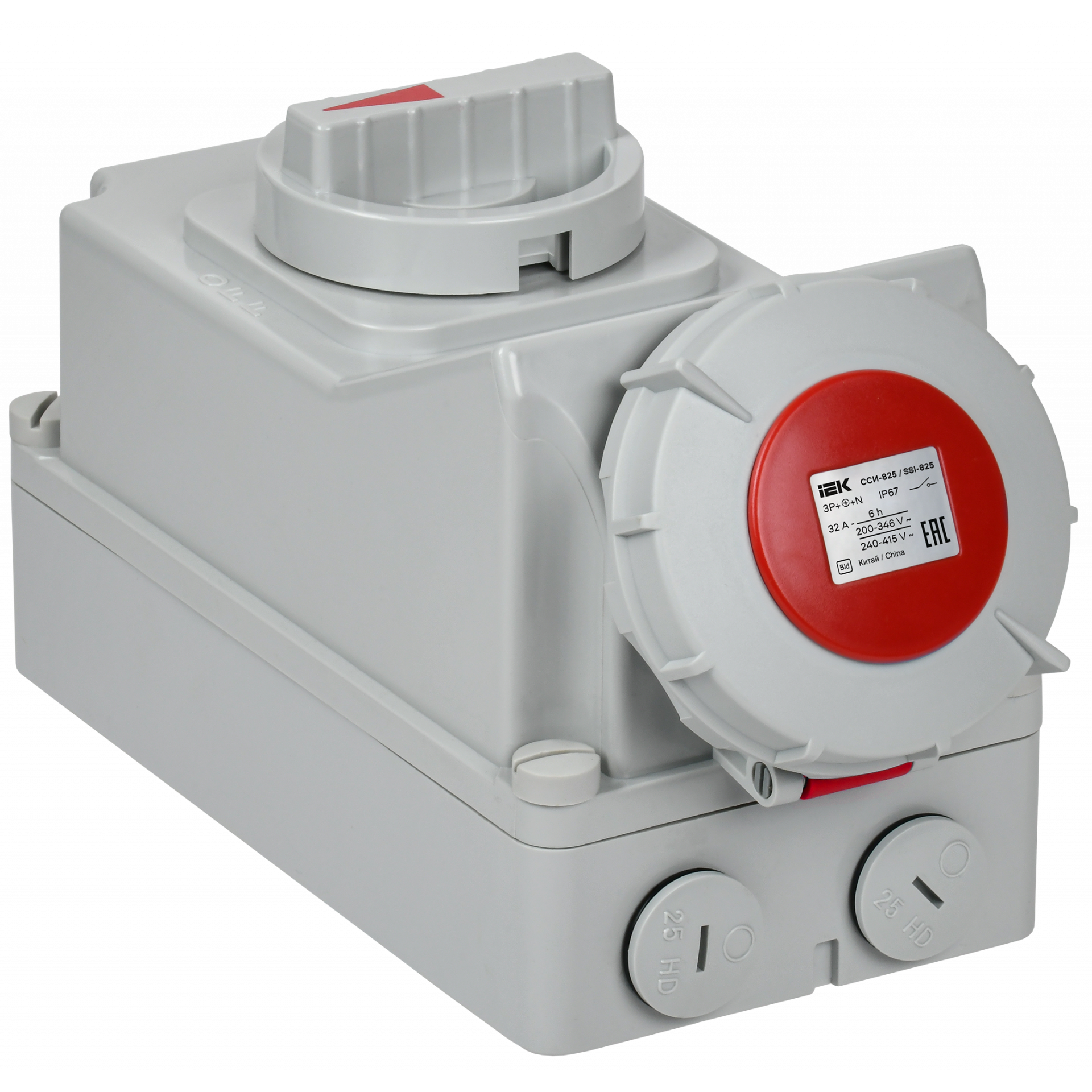 Розетка с механической блокировкой ССИ-825 32А-6ч/380В 3P+PE+N IP67, IEK PSR12-032-5-5-67 (1 шт.)