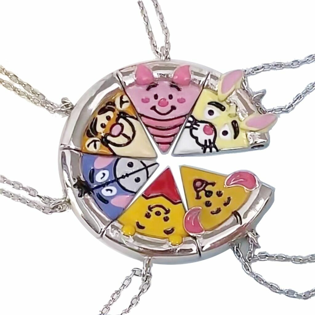 Набор из 6 предметов, мишка из пиццы, тигр, свинья, ожерелье для подружки