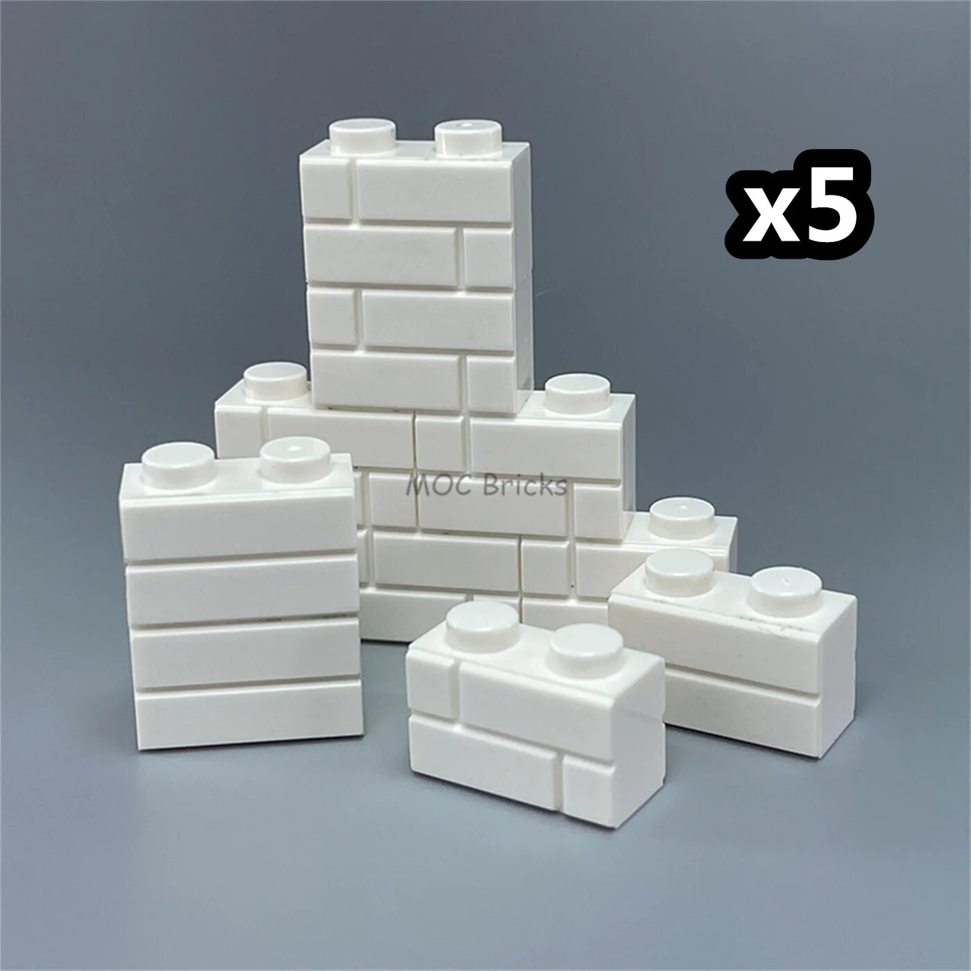 MOC BRICKS настенный кирпич 1x2 50 шт. Белый, White