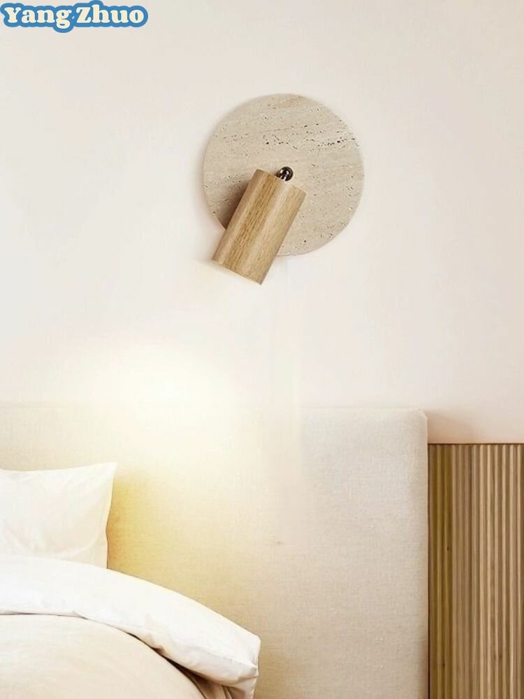 Настенный светильник из желтого травертина, прожектор для чтения в стиле ретро