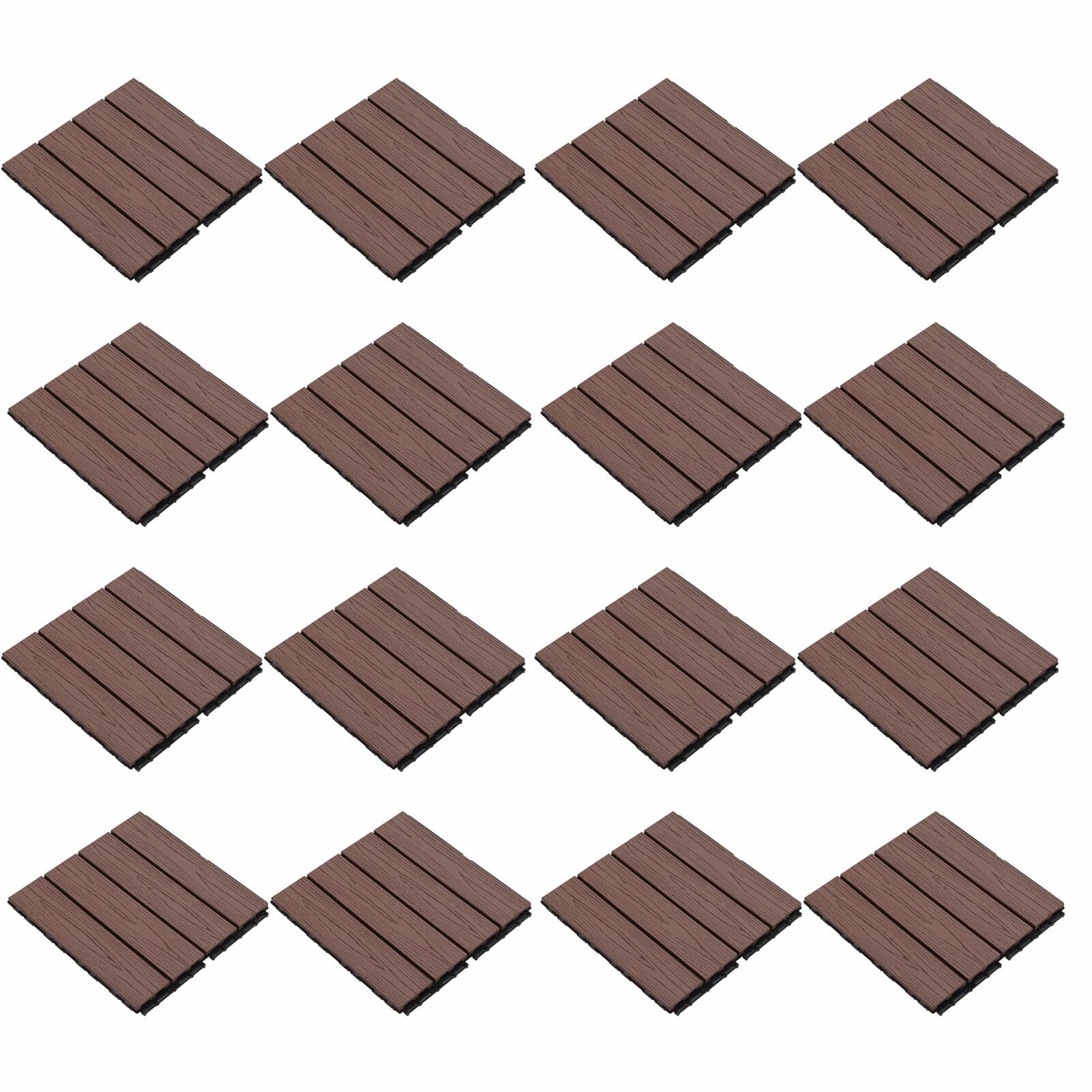16 шт. блокирующихся плиток для пола, водонепроницаемые, деревянные рейки (тип M)