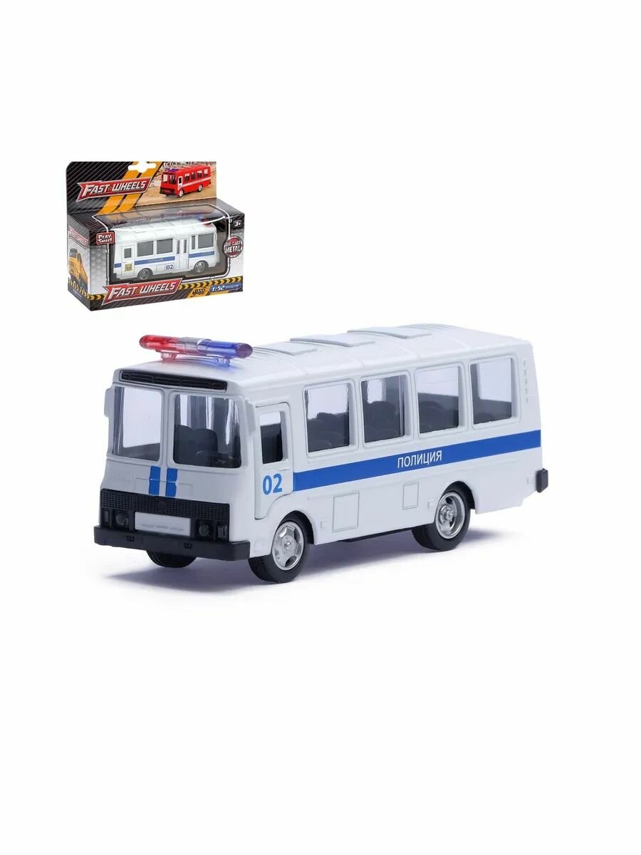 Детская инерционная металлическая машинка PlaySmart , модель автобус "Полиция"