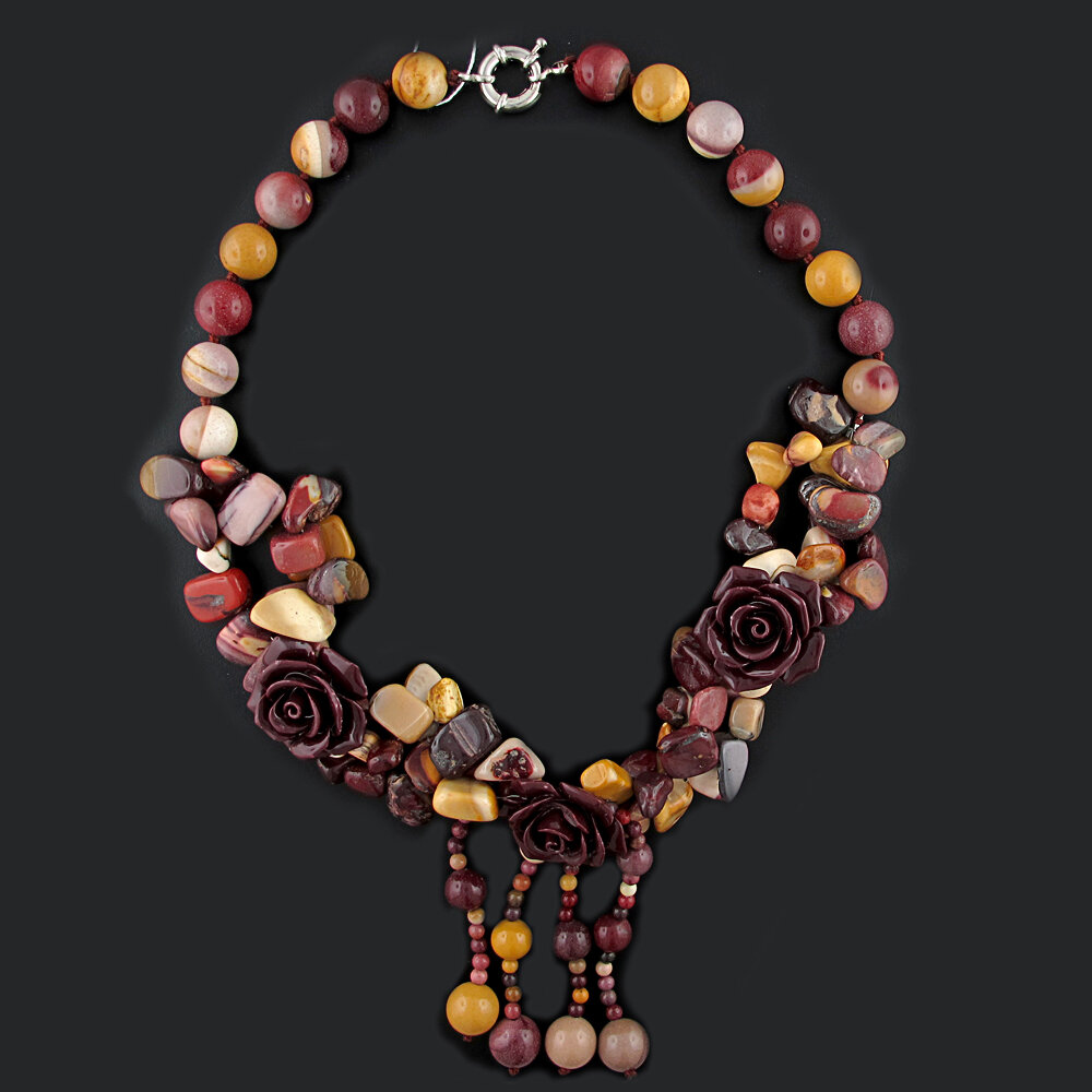 Колье, полимерная глина, яшма