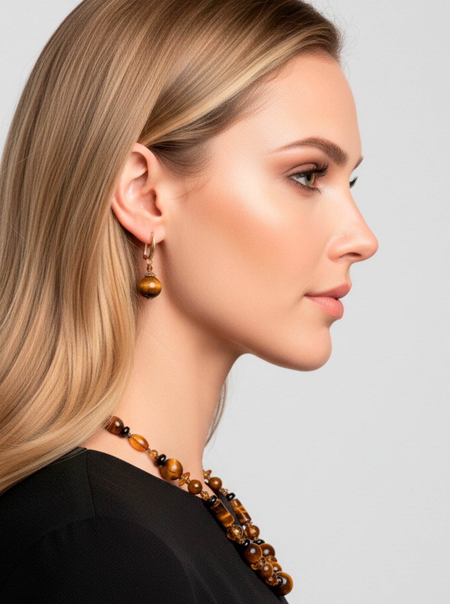 Серьги Diana Savitskaya, тигровый глаз