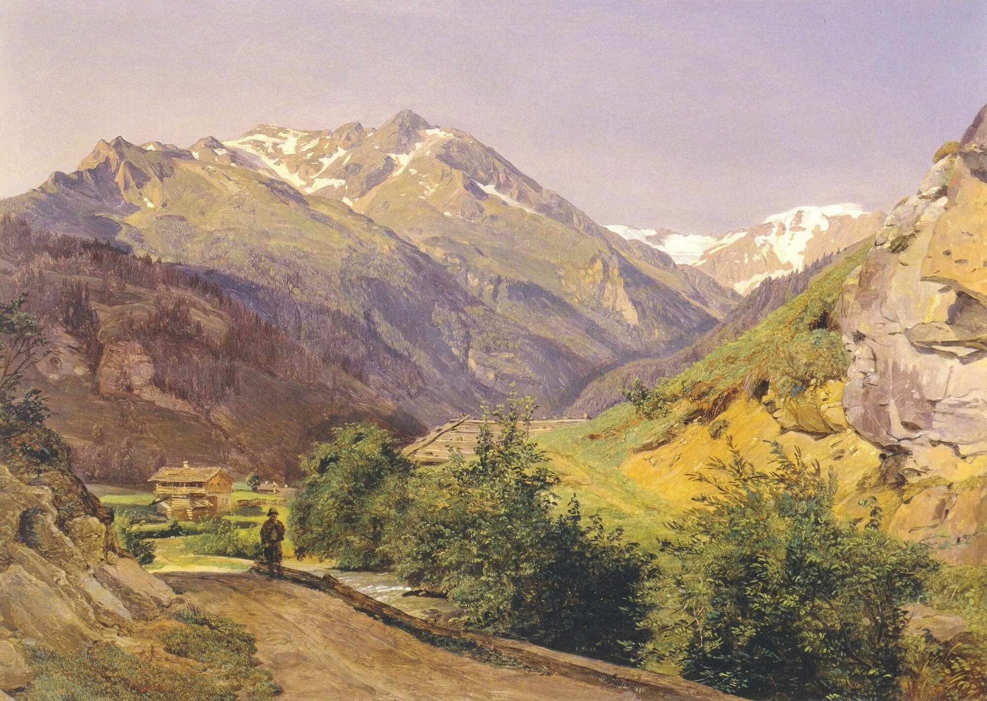 Картина Фердинанда Георга Радхаусберг в Гаштайне 80х57 см