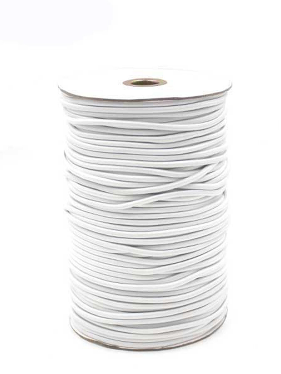 Шнур эластичный, резинка круглая 3 мм 30 м, эспандерный, крепежный, полипропиленовый, белый