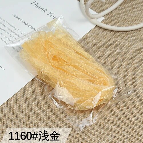 Лента органза мerylover 6 мм, 10 метров Желтый, Light Gold