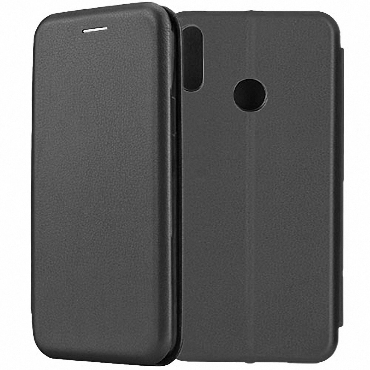 Чехол книжка для Honor 8C черный / подставка, отделение для карт