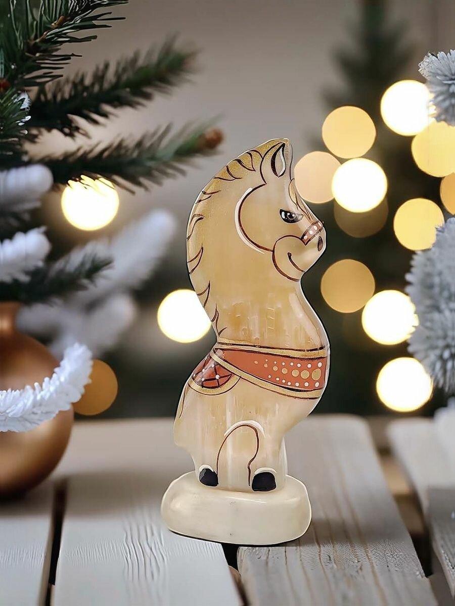 Статуэтка "Лошадь" символ 2026 года , ручная работа, натуральный камень, 12x4x3 см