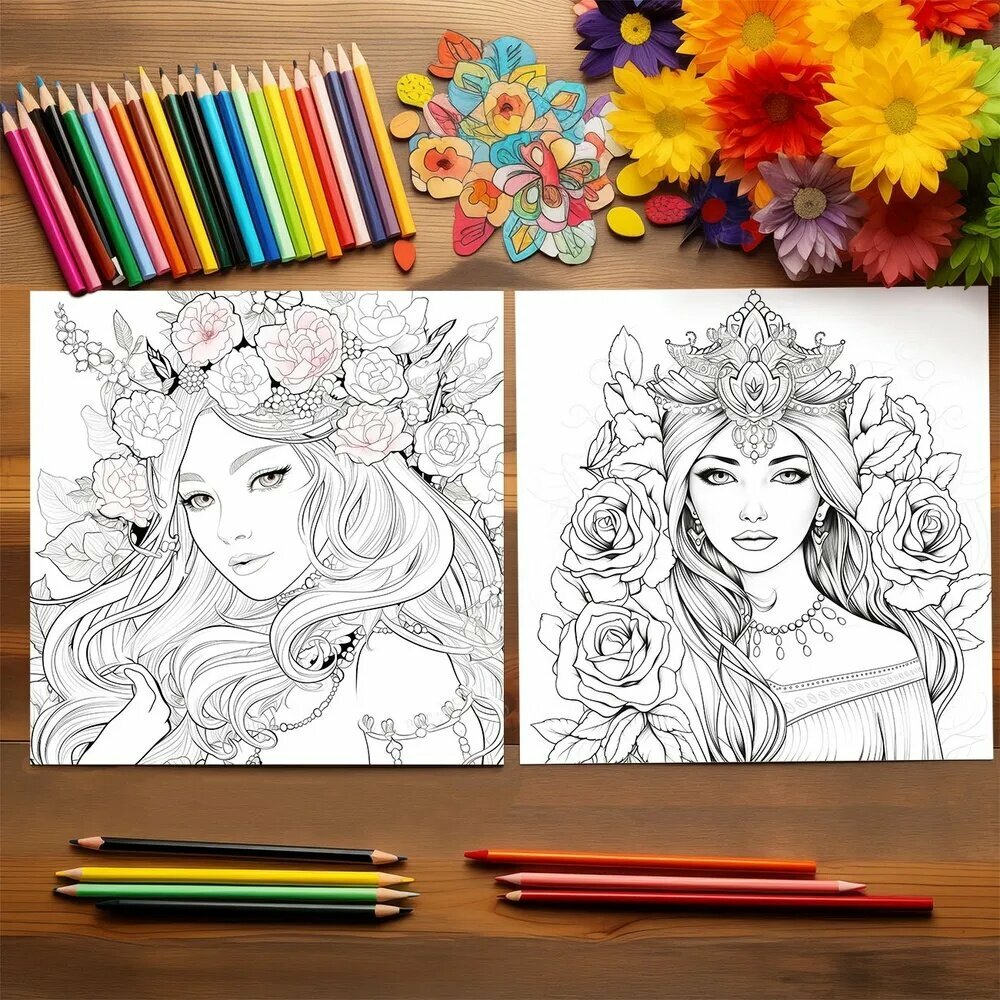 Книжка-раскраска цветочная фея, Альбом для рисования эльфы, высокое качество Книга каракулей 30 см*21 см, подходит для раскрашивания как взрослыми, так и детьми