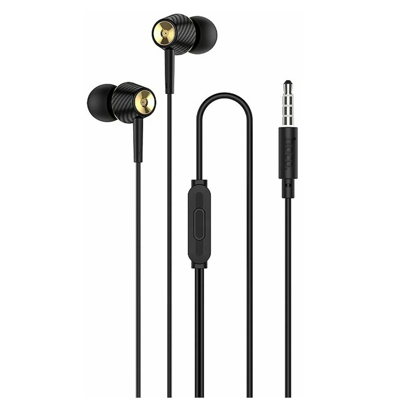 Наушники проводные Hoco M70 Carbon Fiber, Mini Jack 3.5 мм, микрофон и регулировка громкости, 1.2 м, черный