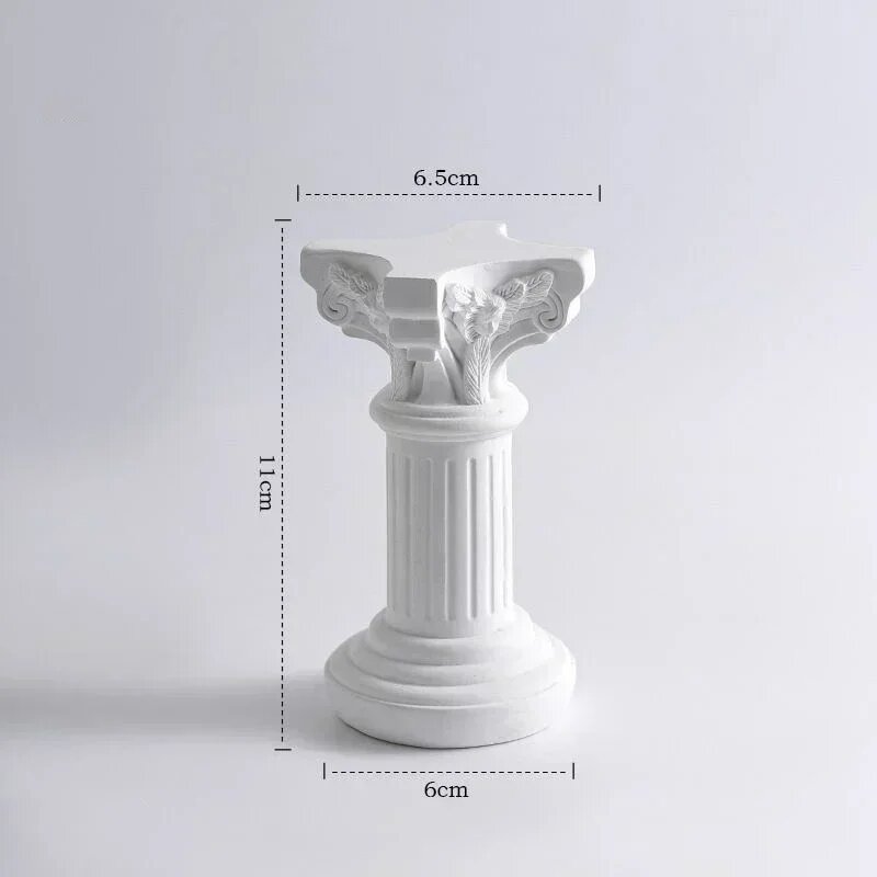 Гипсовый подсвечник римская колонна, Белый