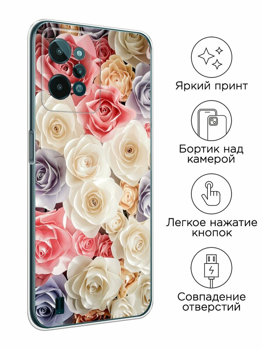 Чехол на Realme C31 / Реалми C31 с принтом "Пастельные розы" — фото 1