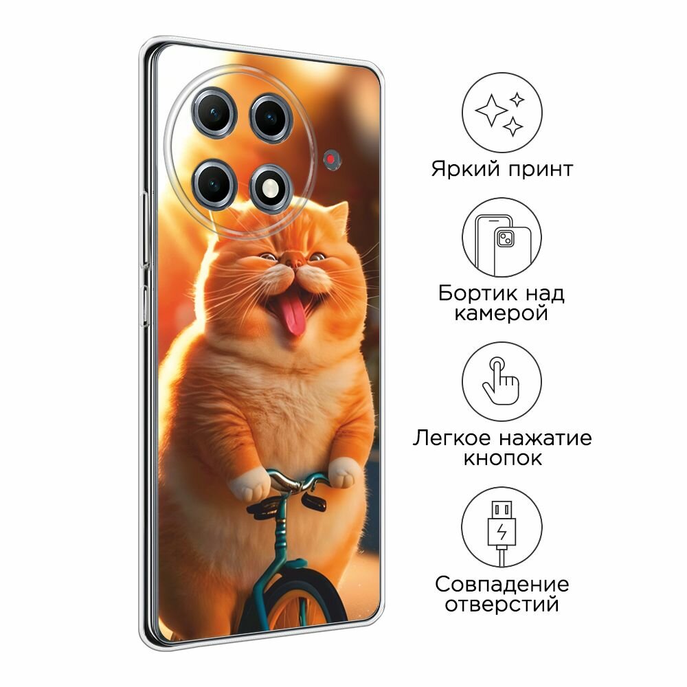 Чехол на Tecno Camon 30S Pro / Текно Камон 30S Про с принтом "Кот на велике" — фото 1
