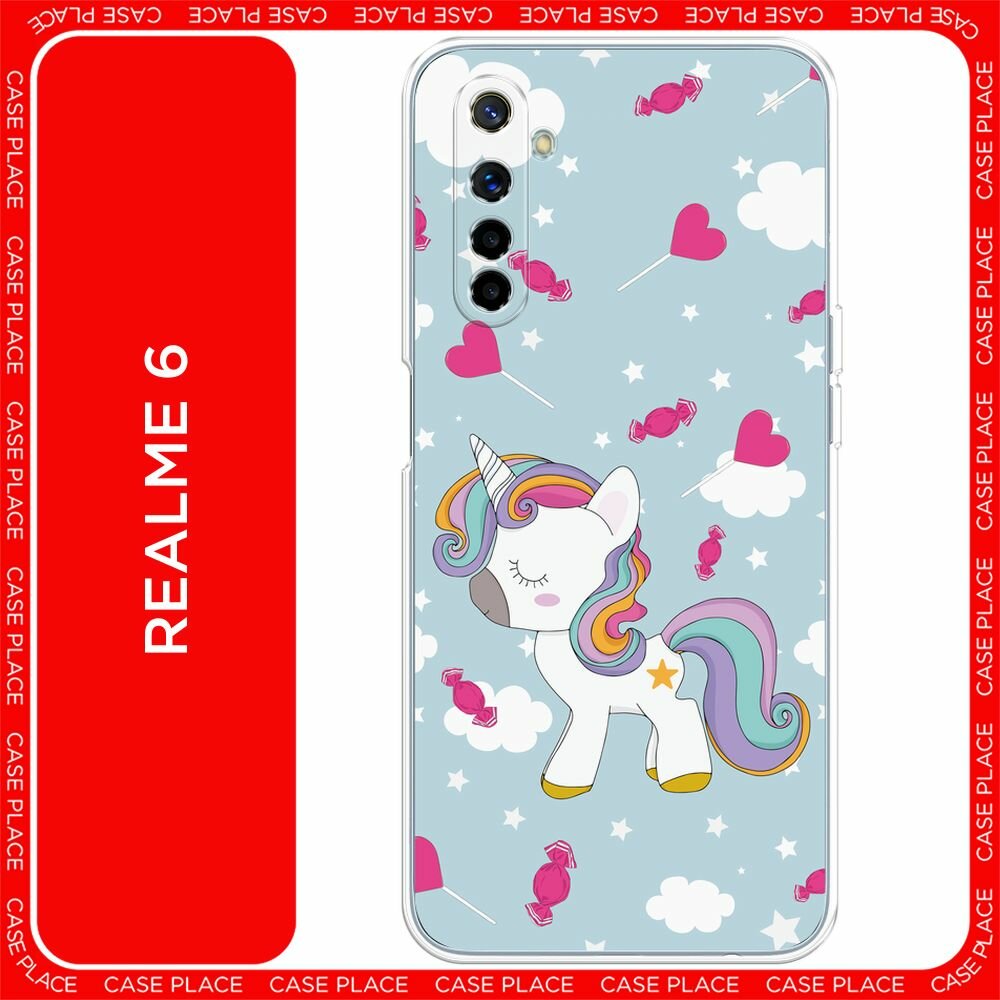 Силиконовый чехол на Realme 6 / Реалми 6 с принтом "Сладкий единорожек"