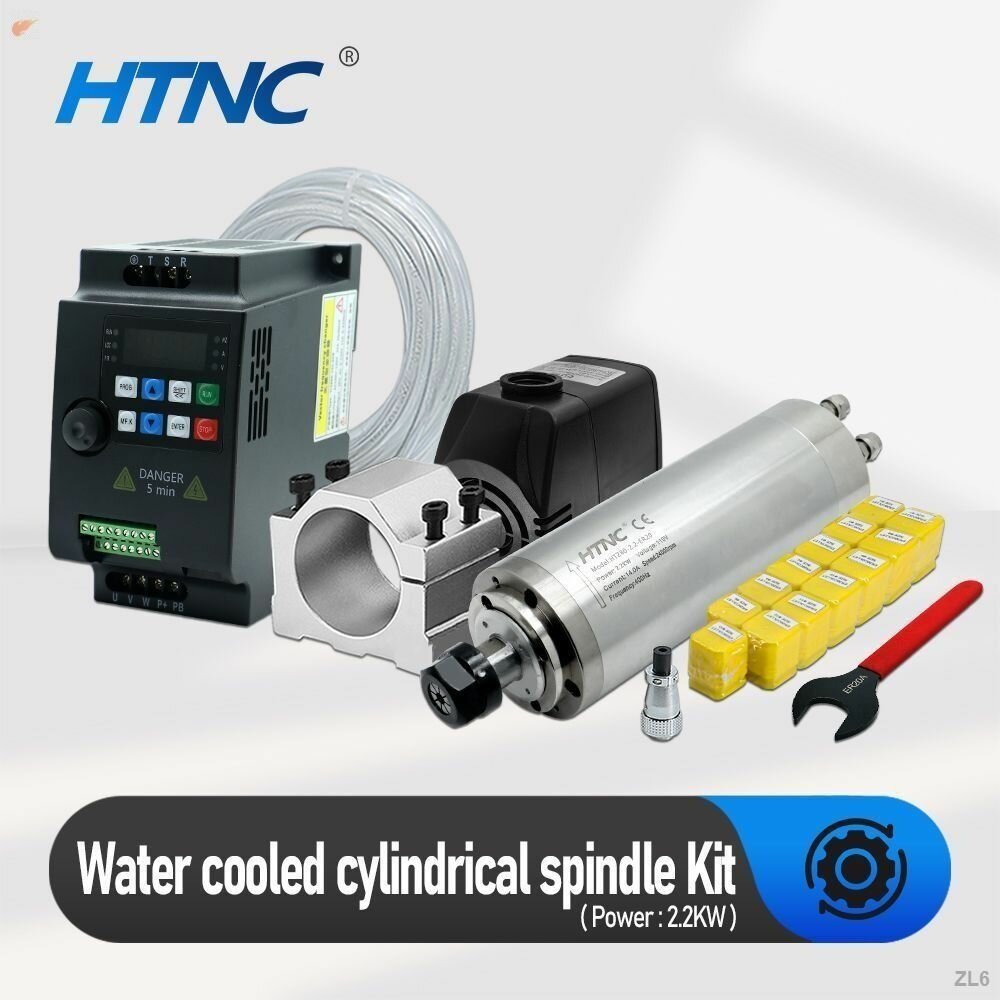 2200W шпиндельный двигатель с чпу 220v ER20 + 2,2 КВТ + 2,2 КВТ / 2квт VFD 50/60hz + насос + 80мм скоб