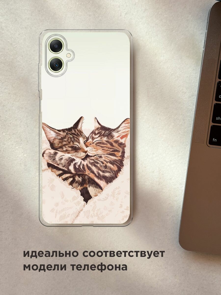 Чехол на Samsung Galaxy A06 / Самсунг Галакси А06 с принтом "Влюбленные котейки - 14 февраля" — фото 1