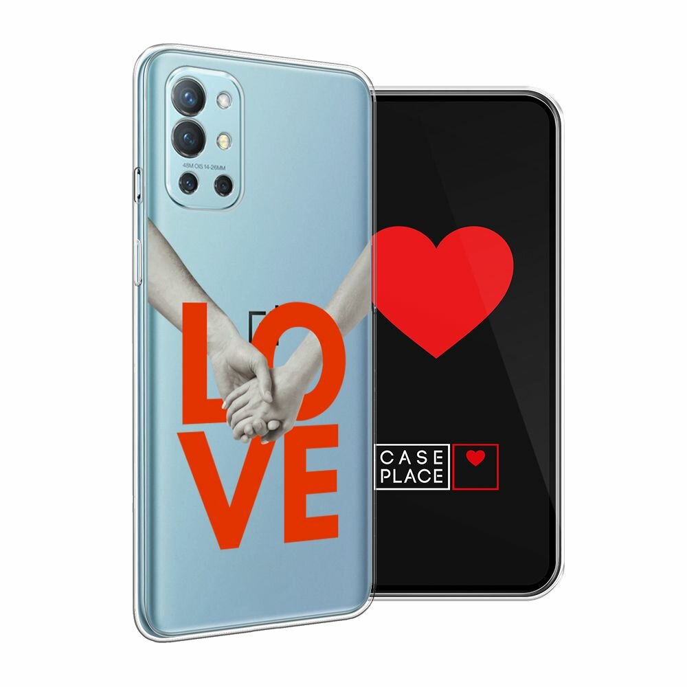 Чехол на OnePlus 9R / ВанПлас 9R с принтом "Love holding hands - 14 февраля", прозрачный — фото 1