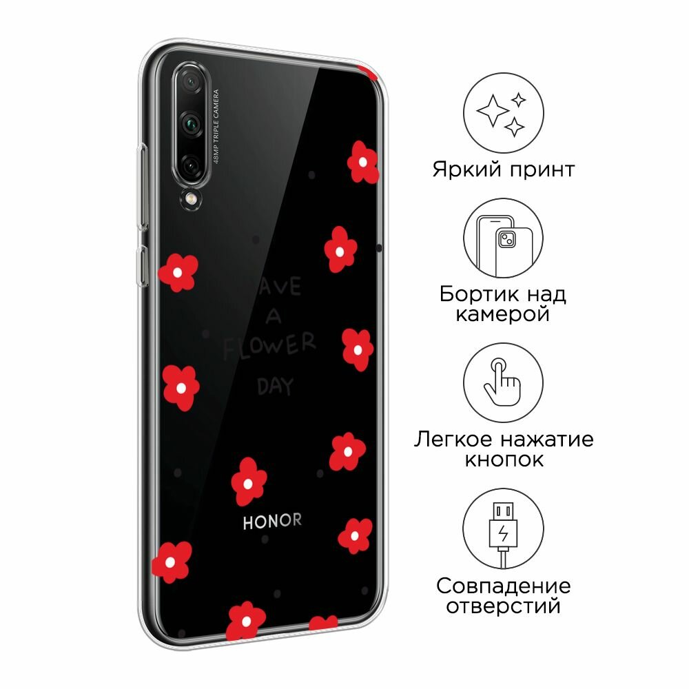 Чехол на Honor 30i / Хонор 30i с принтом "Have a flower day 2", прозрачный — фото 1