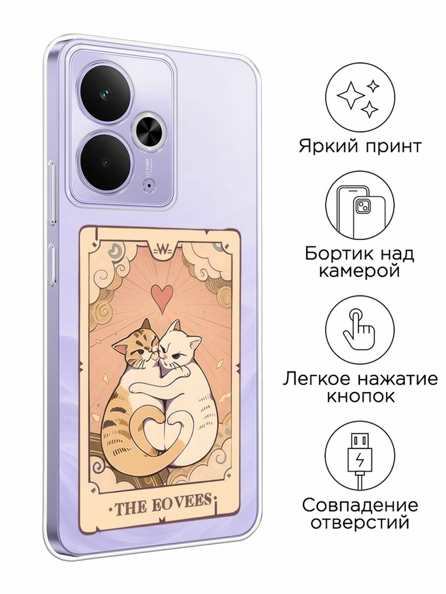 Чехол на Realme 14T / Реалми 14Т с принтом "The lovers cats 2 - 14 февраля", прозрачный — фото 1