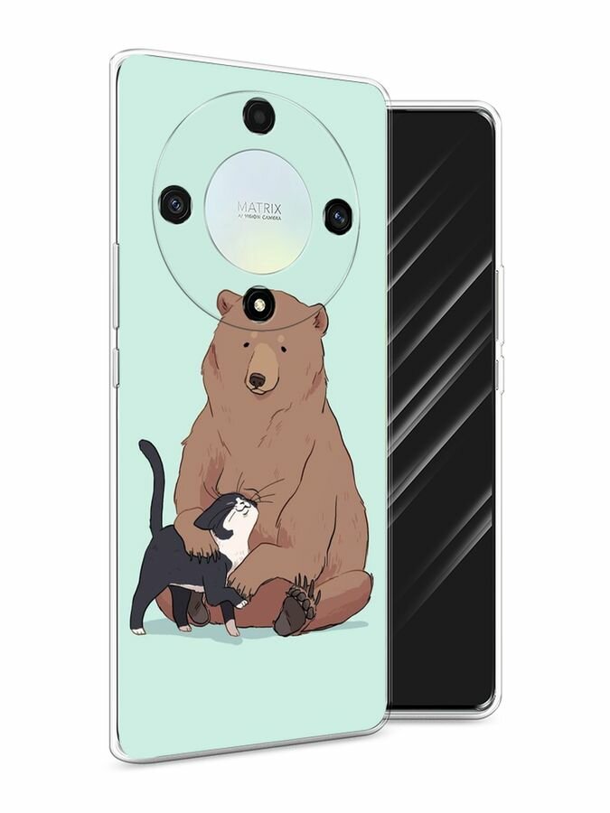 Чехол на Honor X9A / Хонор X9A с принтом "Медведь и кошка дружба"
