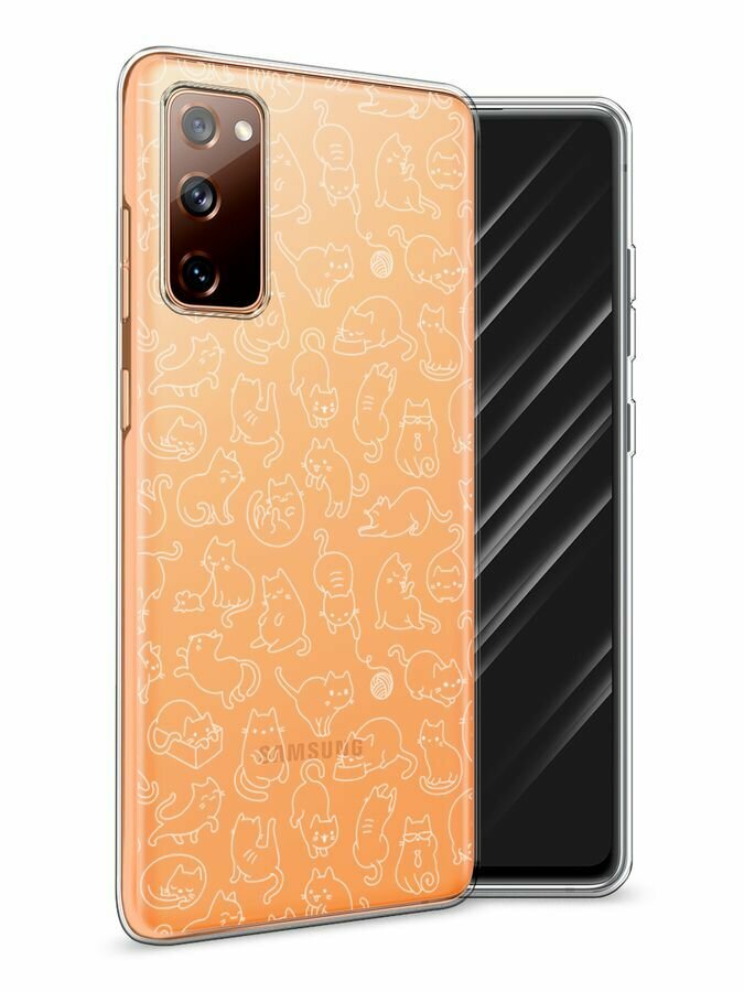 Чехол на Samsung Galaxy S20 FE / Самсунг Галакси S20 FE с принтом "Шкодливые котики линии", прозрачный