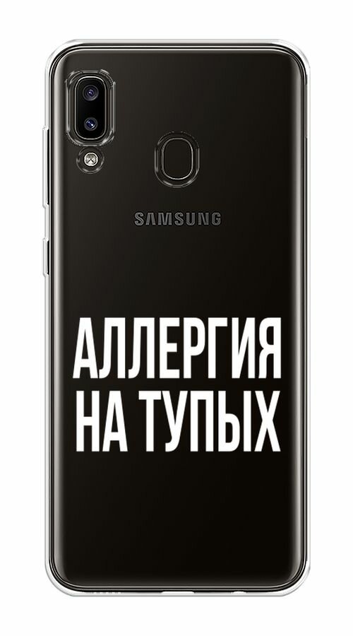 Чехол на Samsung Galaxy A30/A20 / Самсунг Галакси A30/A20 с принтом "Аллергия на тупых", прозрачный