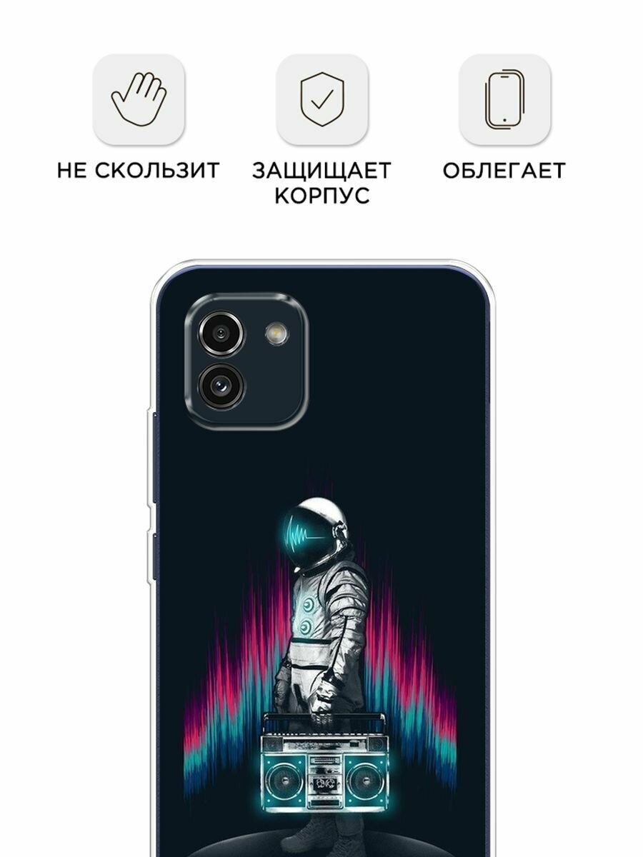 Чехол на Samsung Galaxy A03 / Самсунг Галакси А03 с принтом "Космическая вечеринка" — фото 1