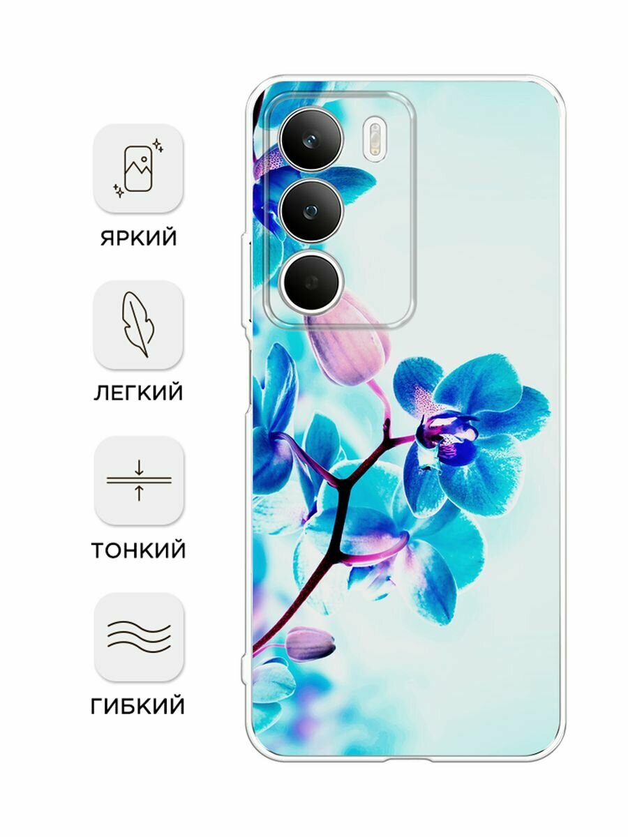 Чехол на Realme C71/P3 Lite 4G / Реалми С71/P3 Лайт 4G с принтом "Голубая орхидея" — фото 1