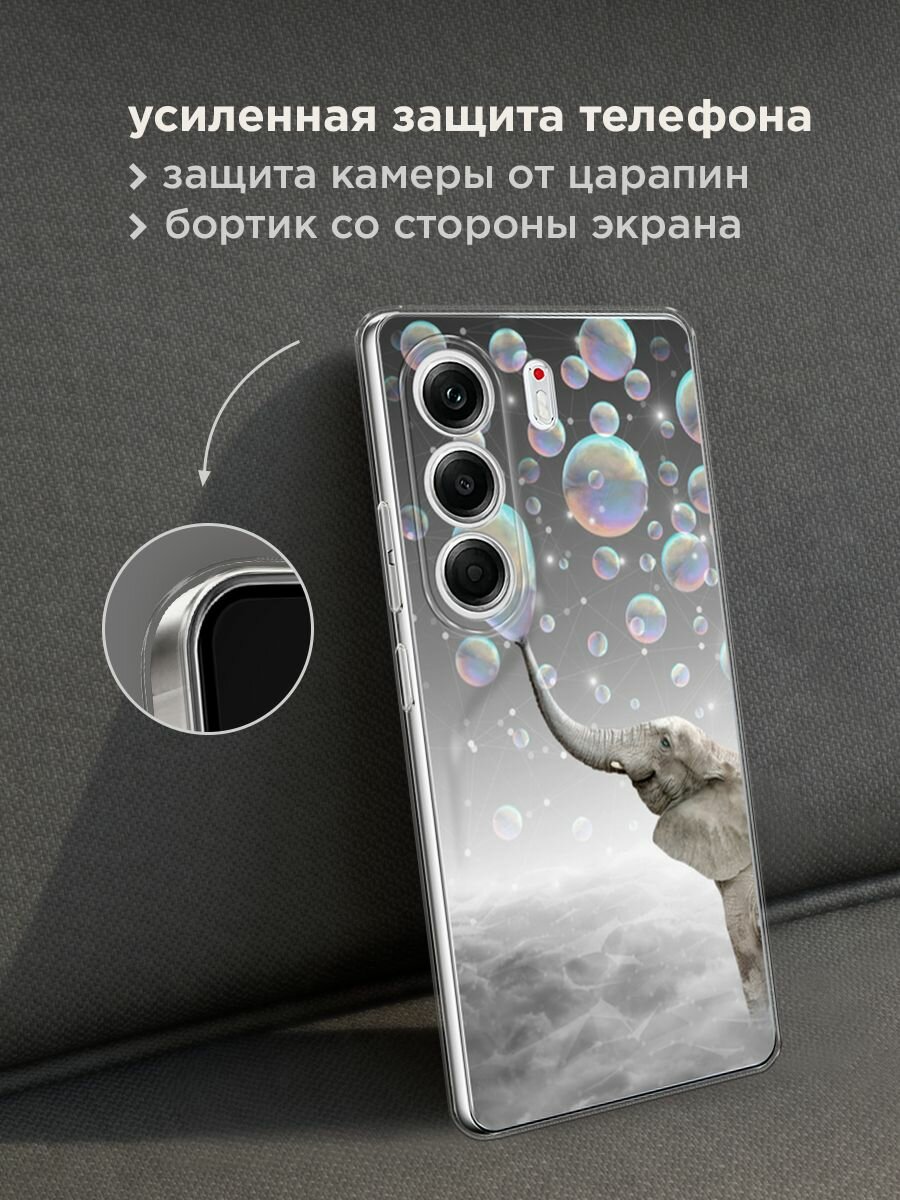 Чехол на Tecno Camon 40 Pro 5G / Текно Камон 40 Про 5G с принтом "Слон и мыльные пузыри" — фото 1