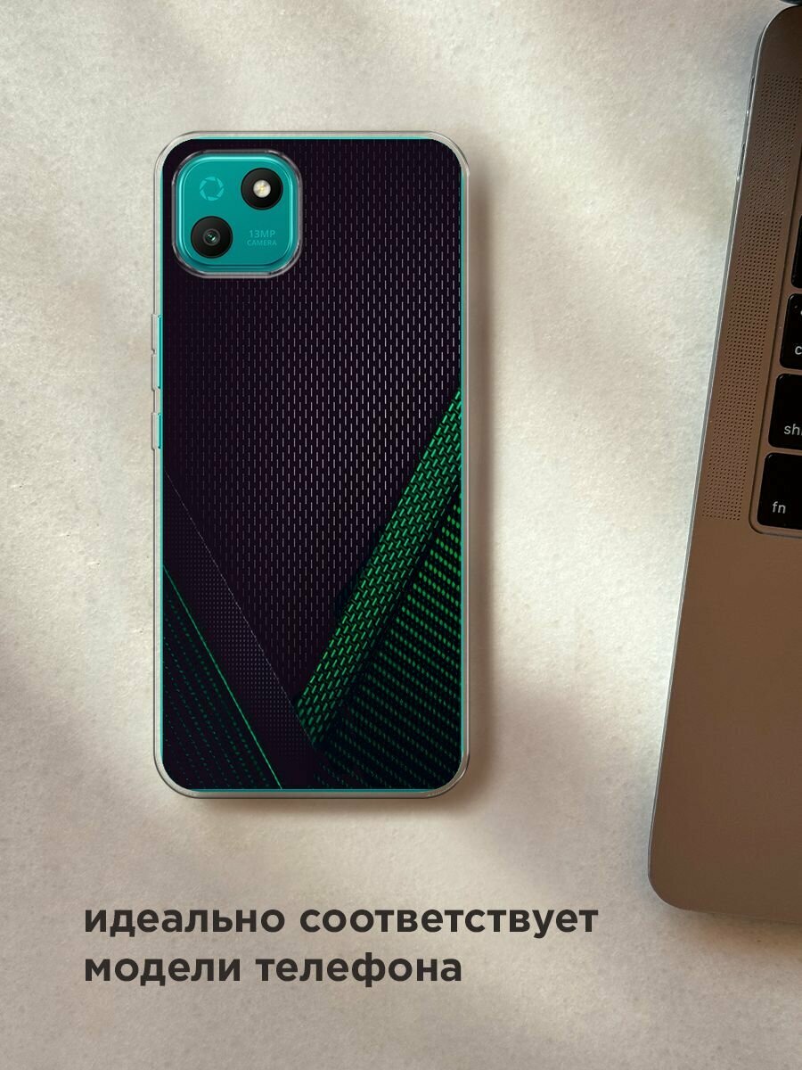 Силиконовый чехол на Wiko T10 / Вико Т10 с принтом "Зеленый карбон" — фото 1