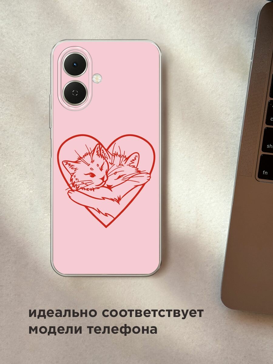 Чехол на Tecno Spark Go 2 / Текно Спарк Го 2 с принтом "Влюблённые котики рисунок 1 - 14 февраля" — фото 1