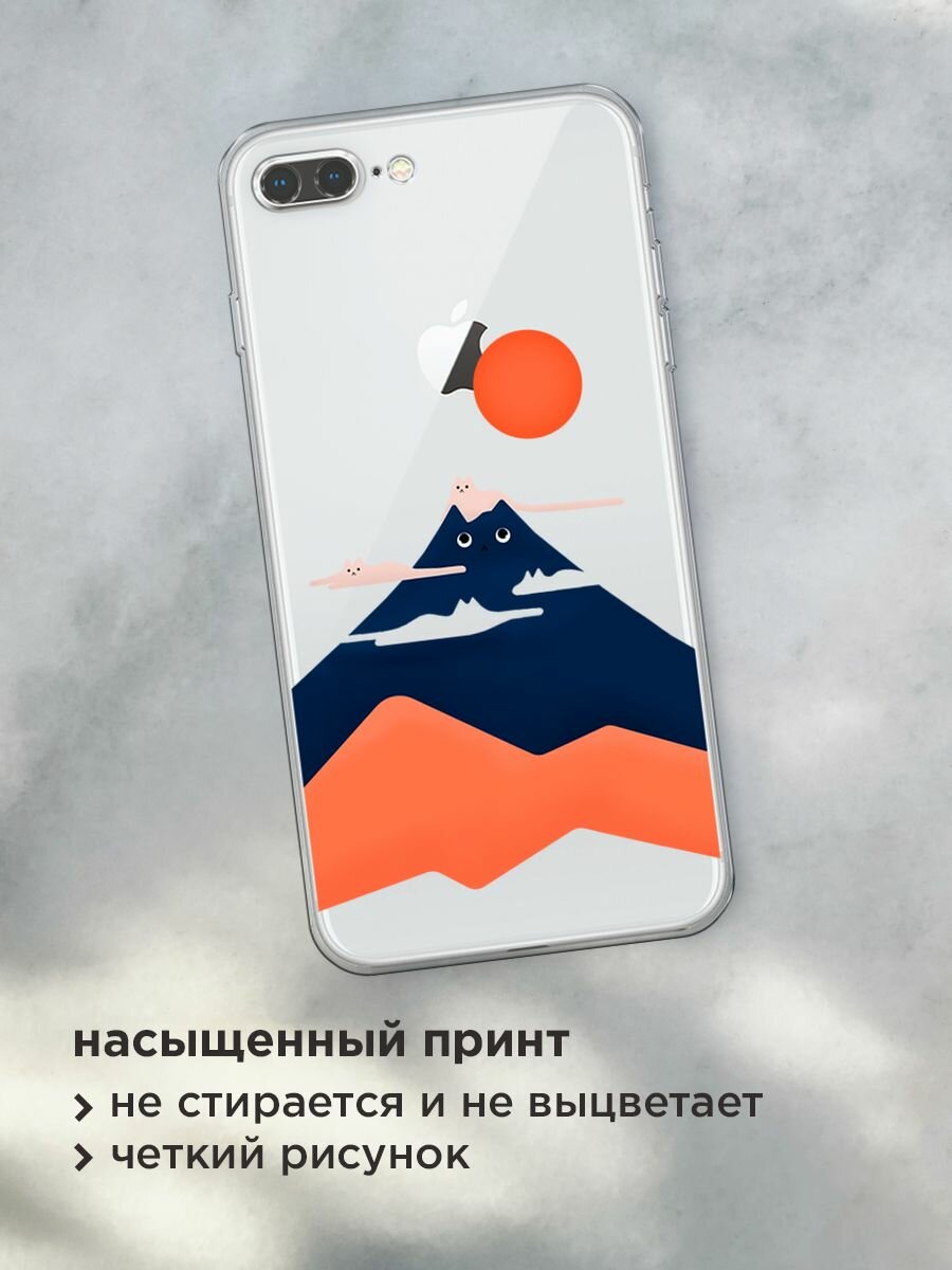 Чехол на Apple iPhone 7 Plus / Айфон 7 Плюс с принтом "Кот-гора", прозрачный — фото 1