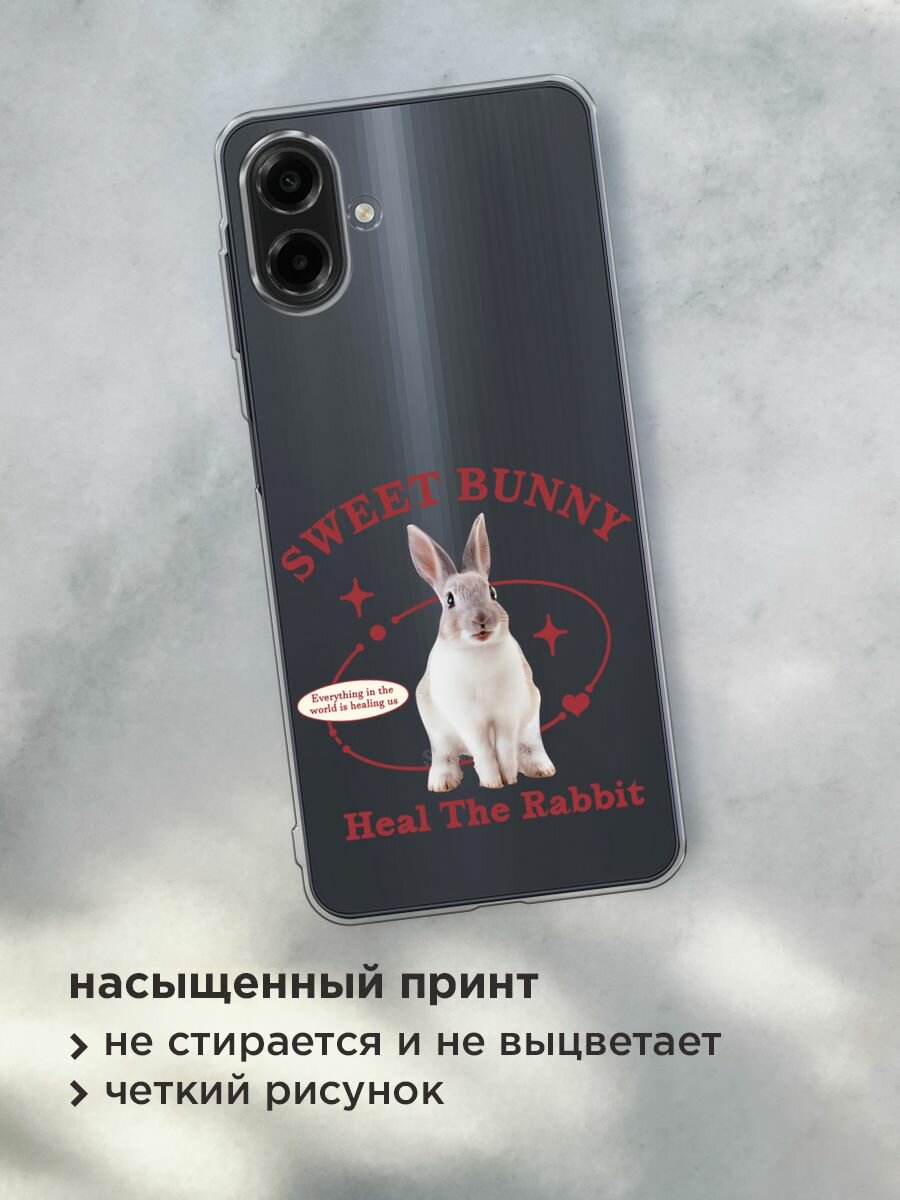 Чехол на Samsung Galaxy A07 / Самсунг А07 с принтом "Heal the rabbit", прозрачный — фото 1