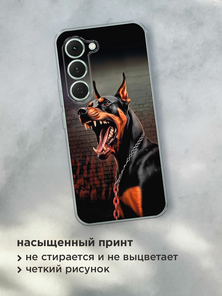 Чехол на Tecno Spark 40 Pro / Текно Спарк 40 Про с принтом "Доберман с цепью" — фото 1