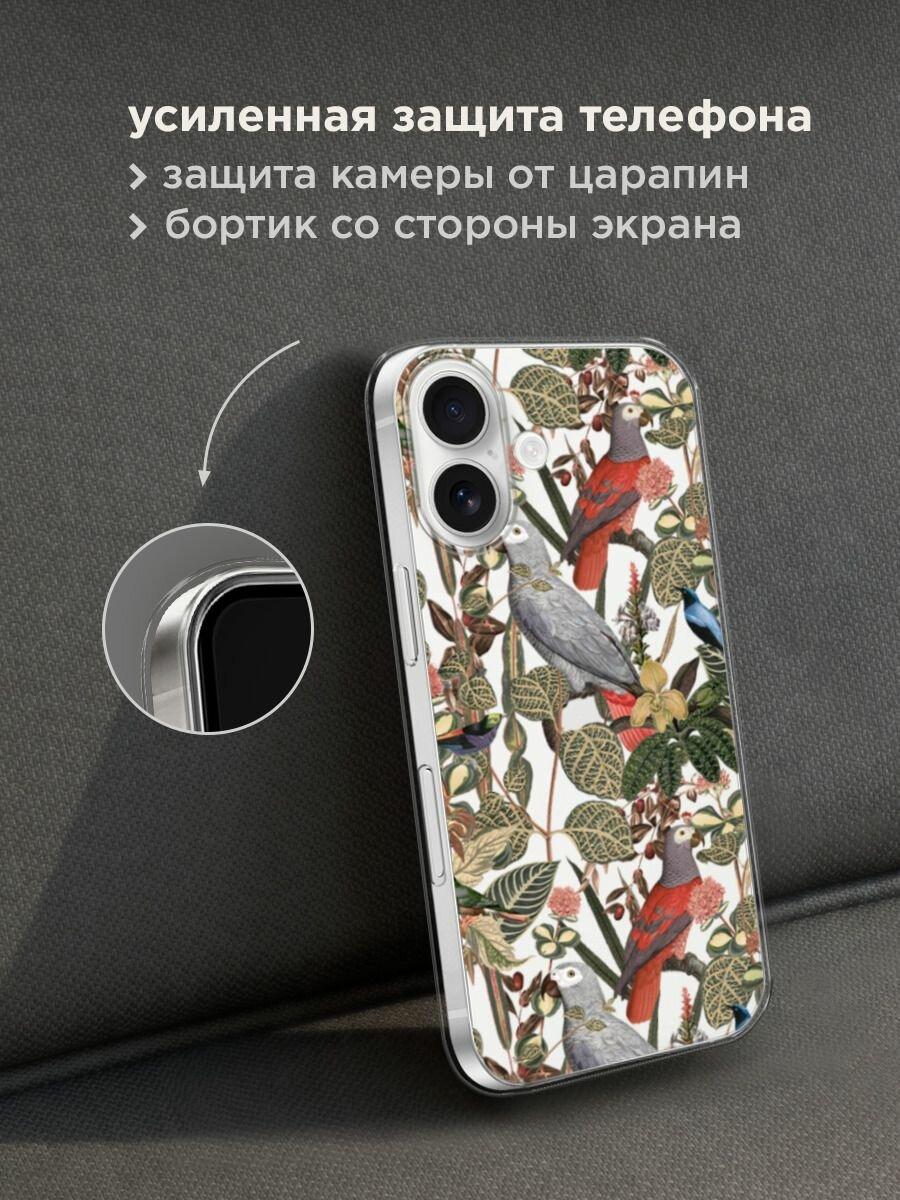 Чехол на Apple iPhone 17 / Айфон 17 с принтом "Tropical pattern", прозрачный — фото 1