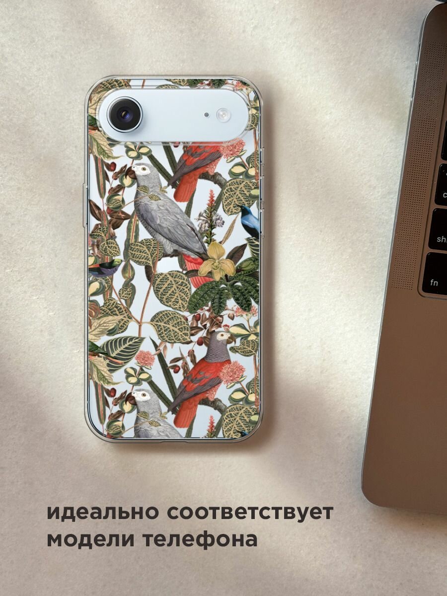 Чехол на Apple iPhone Air / Айфон Айр с принтом "Tropical pattern", прозрачный — фото 1
