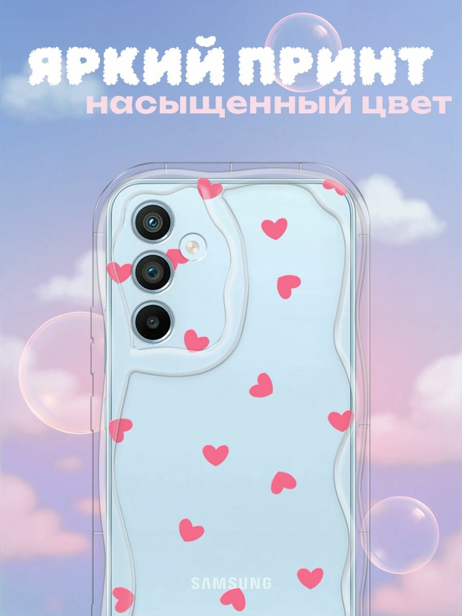 Чехол на Samsung Galaxy A54 5G / Самсунг А 54 с принтом Паттерн розовые сердечки — фото 1