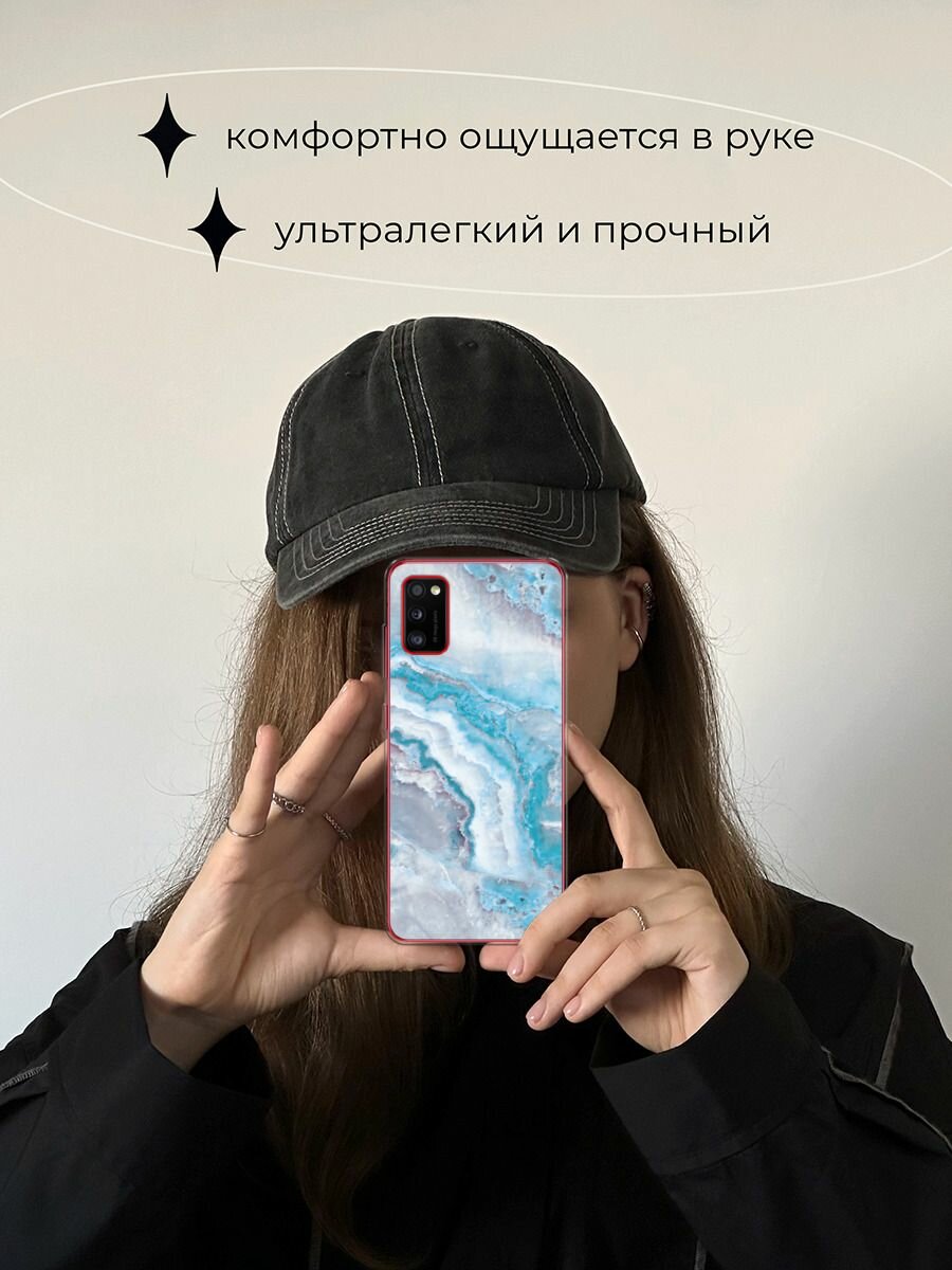 Чехол на Samsung Galaxy A41 / Самсунг Галакси А41 с принтом "Нежно-голубой мрамор" — фото 1