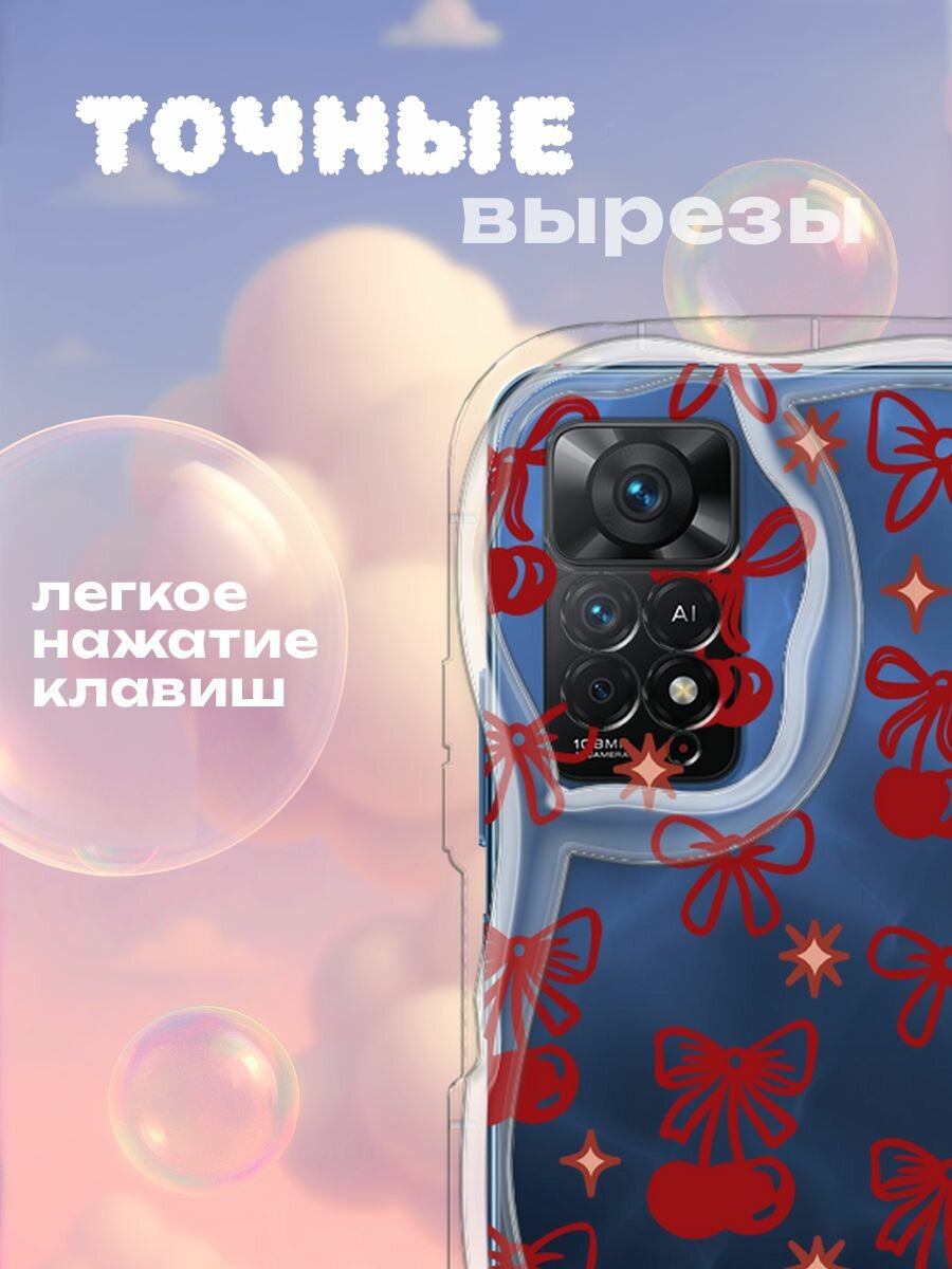 Чехол на Xiaomi Redmi Note 11 Pro/11 Pro 5G/11E Pro/12 Pro 4G / Редми Нот 11 Про с принтом "Вишня с бантиком" — фото 1