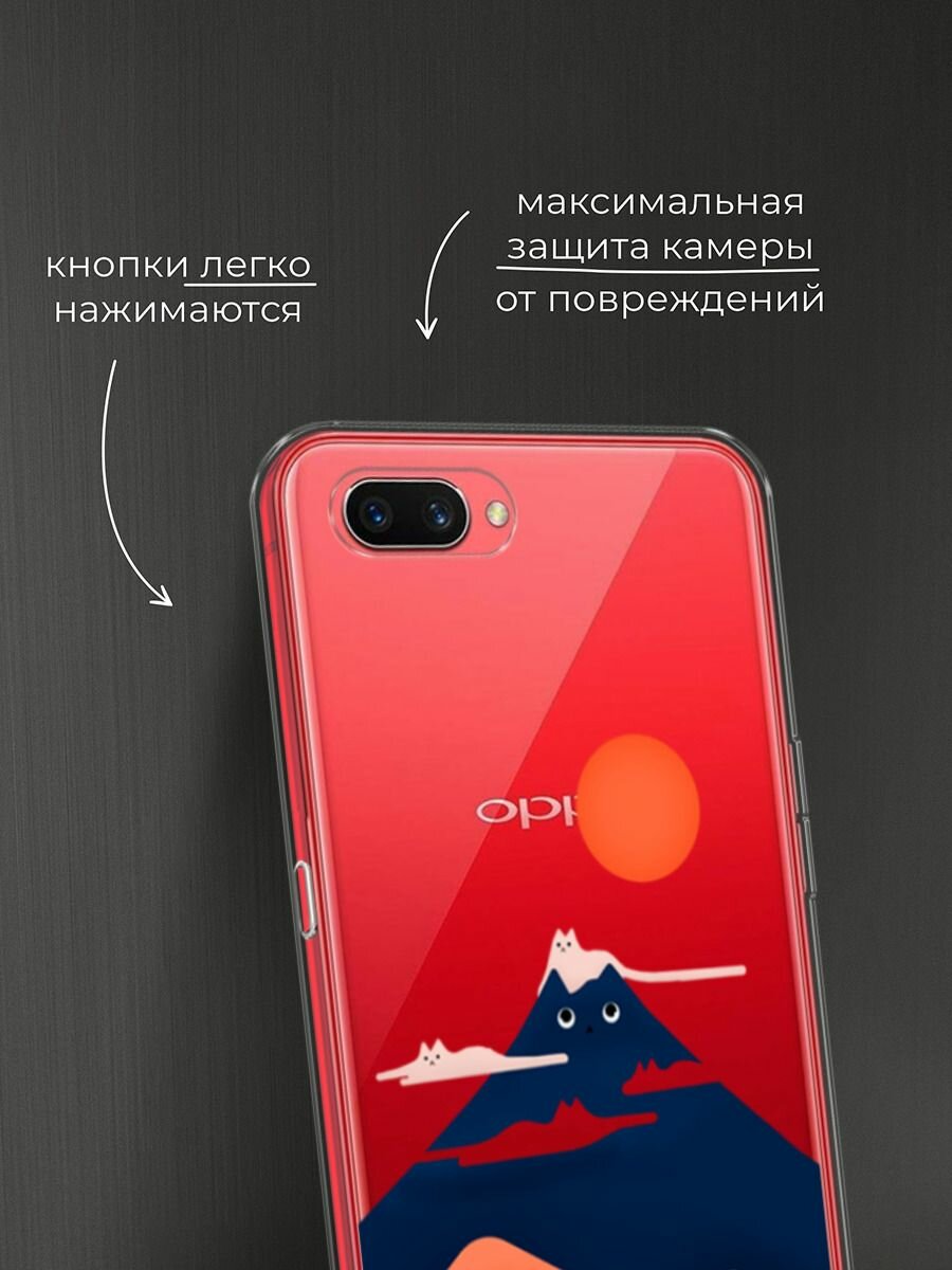 Чехол на Oppo A3s / Oppo A3s с принтом "Кот-гора", прозрачный — фото 1